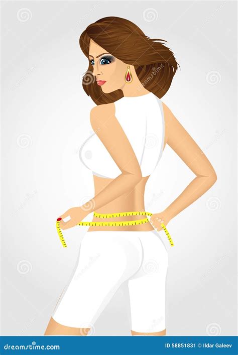 Woman With Measuring Tape Stock Vector Illustration Of Brunette 58851831