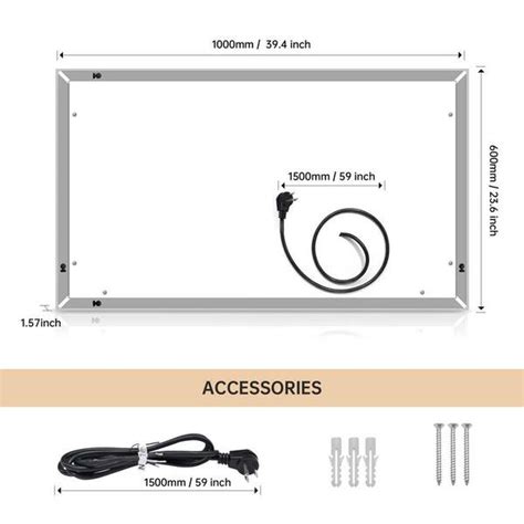 40 In W X 24 In H Large Rectangular Frameless Anti Fog Wall Bathroom