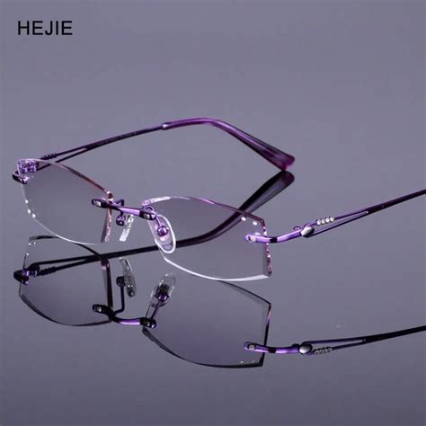Elegant Woman Pure Titanium Rimless Eyeglasses Frames Brand Myopia