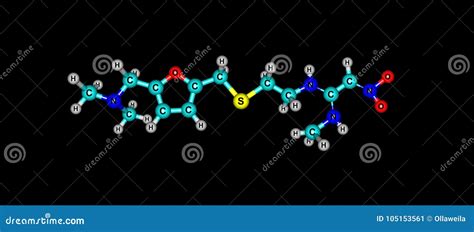 Ranitidine Molecular Structure Isolated On White Stock Illustration 105153595