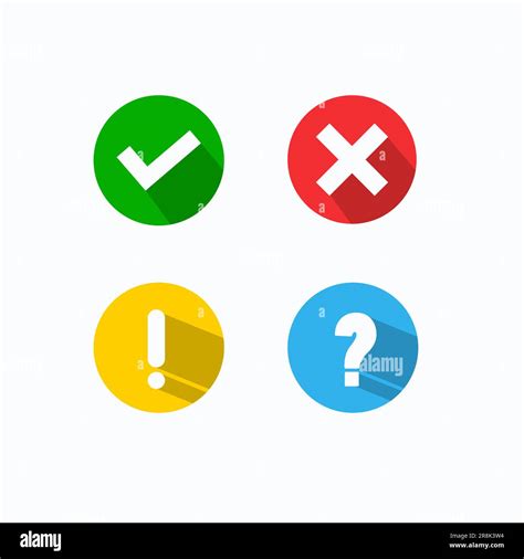 Green Check Red Cross Blue Question Mark Yellow Exclamation Point