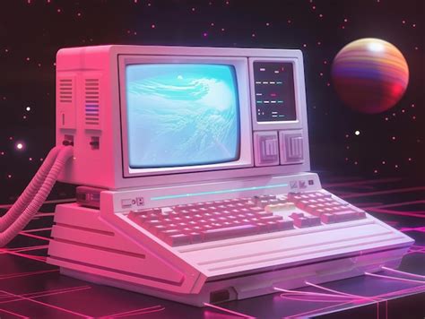 Premium Photo Minimalist 1980s Space Gaming Computer Nostalgic Technology