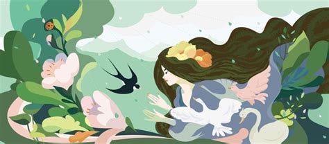 Premium Vector Spring Swallow Girl