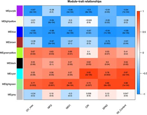 Heat Map Of Relationship Between Modules And Phenotypic Traits The