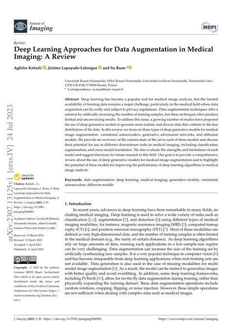 Pdf Deep Learning Approaches For Data Augmentation In Medical Imaging