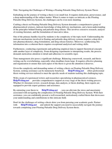 Floating Pulsatile Drug Delivery System Thesis Pdf 3 D Printing