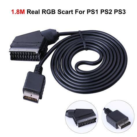 18m For Ps2 Rgb Scart Cable Tv Av Lead For Sony Playstation Ps1 Ps2 Ps3 Replacement Connection