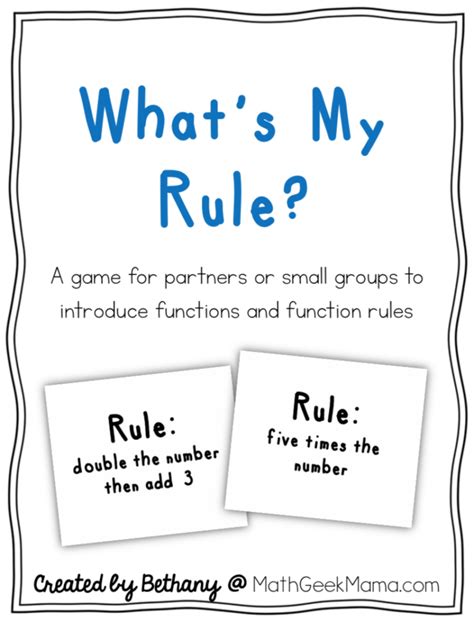 {free } Whats My Rule Function Rules Game Grades 8 9