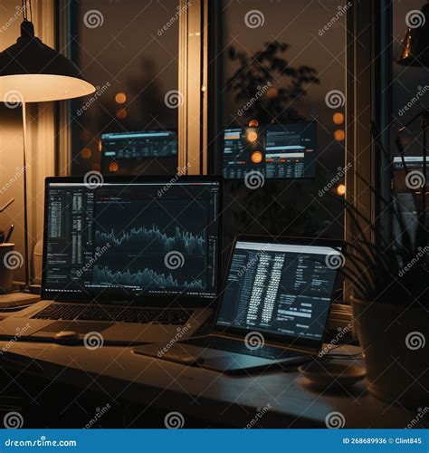 A Row Of Computer Monitors Displaying Real Time Stock Market Data In