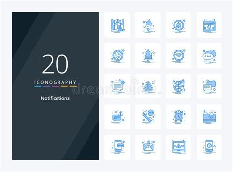 20 Notifications Blue Color Icon For Presentation Stock Vector