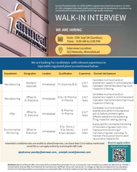 Amneal Pharma Walk In Interviews On 15th September 2024 PharmaJobs