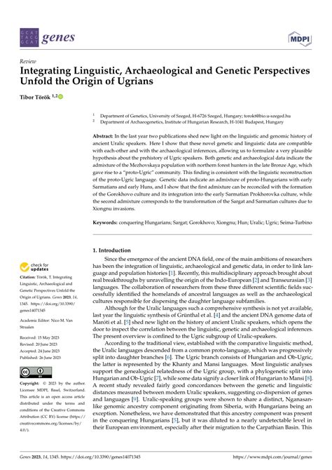 Pdf Integrating Linguistic Archaeological And Genetic Perspectives Unfold The Origin Of Ugrians