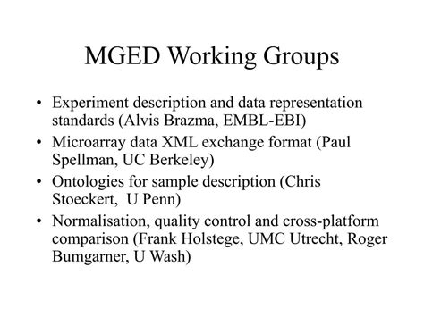 Ppt From Miame To Maml Microarray Gene Expression Database Mged