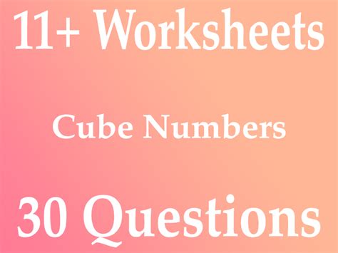 Cube Numbers Worksheet Questions Teaching Resources
