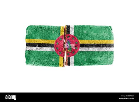Rough Broken Brick Isolated On White Background Flag Of Dominica Stock