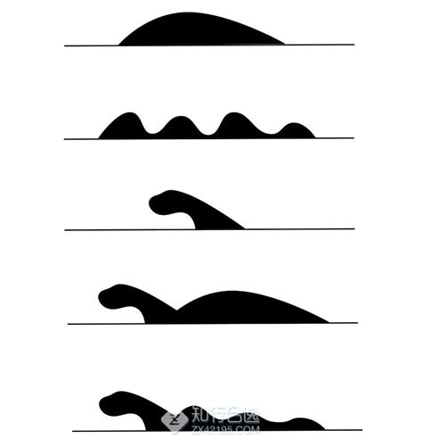 尼斯湖水怪的简笔画简单大山谷图库