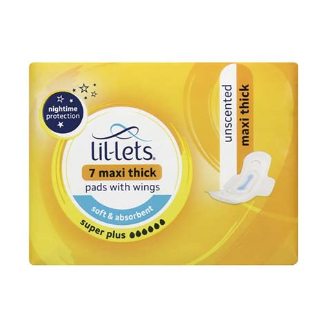 Lil Lets Maxi Thick Super Pads Plus Night Unscented 7 Pads Maximed