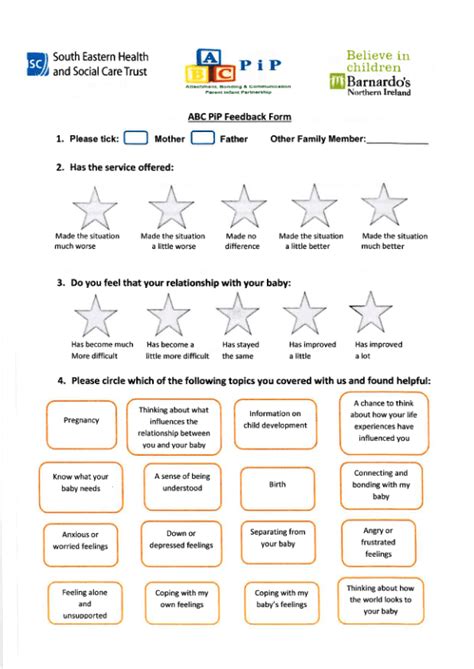 Parent Feedback Form ABCPIP Parent Infant Foundation