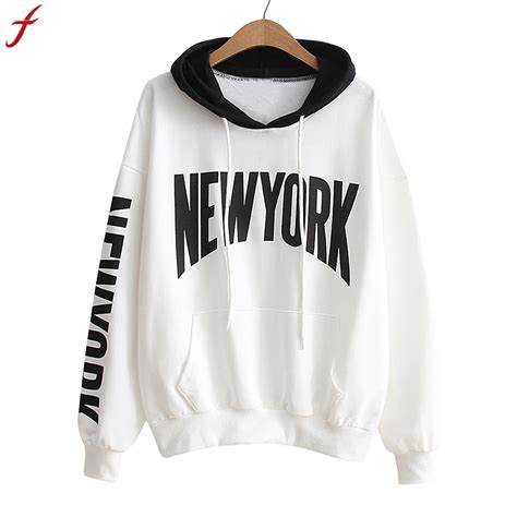 Buy Womens Long Sleeve Letter Print Hoodie Sweatshirt