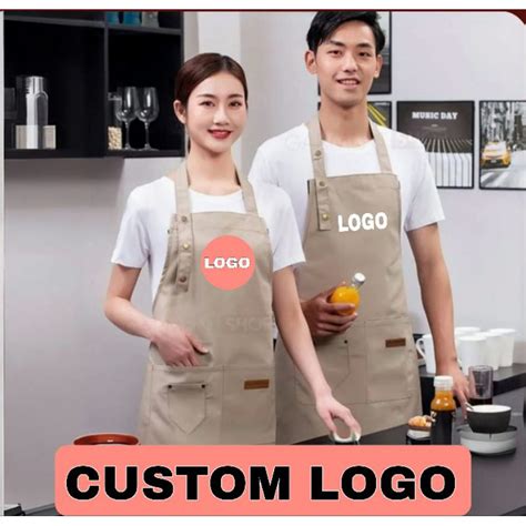 Jual Celemek Apron Barista Chef Salon Cafe Custom Logo Celemek Dapur