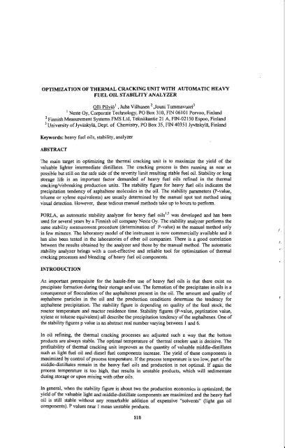 Optimization Of Thermal Cracking Unit With Automatic Heavy