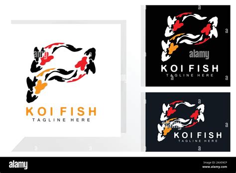 Koi Fish Logo Design Chinese Lucky And Triumph Ornamental Fish Vector