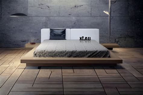 Letto Matrimoniale In Legno Con Comodini Sospesi Testiera Ecopelle