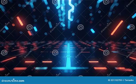 Dark Technology Background With Shimmering Neon Particles Smooth Waves
