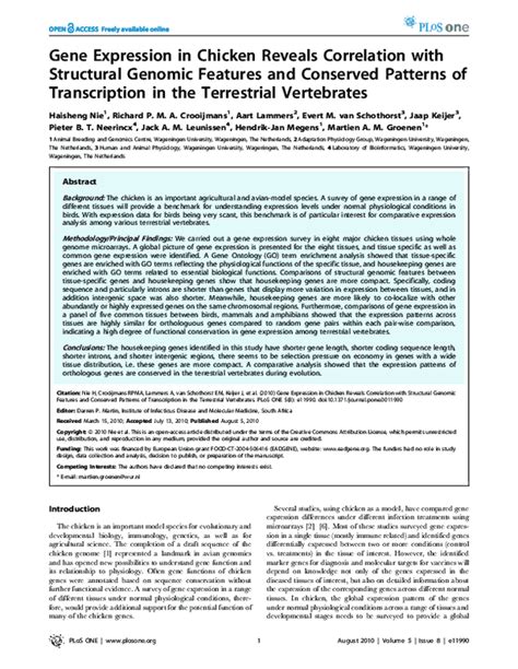 Gene Expression In Chicken Reveals Correlation With Structural Genomic