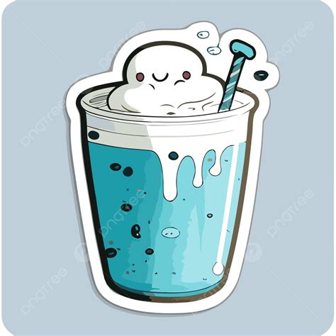 귀여운 음료수 스티커 일러스트 벡터 귀여운 액체 절연 물 만화 컵 스티커 디자인 상표 Png 일러스트 및 벡터 에 대한 무료 다운로드 Pngtree