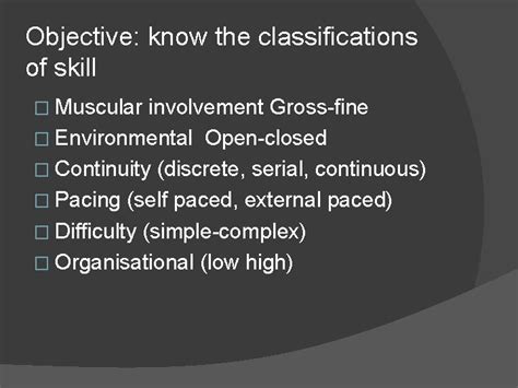 Classification Of Motor Skills And Abilities Acquiring Movement Classification Of Motor Skills And Abilities Acquiring Movement