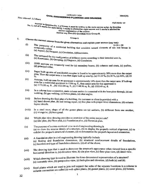 Civil 3 Sem Civil Engineering Planning And Drawing 304 6 N Jan 2024 Pdf