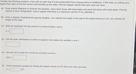 Solved Consider The Following Problem A Box With An Open Chegg Com