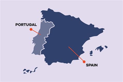 Mapa De Portugal Y España Mundo Mapa Concepto De Colores Plano Vector