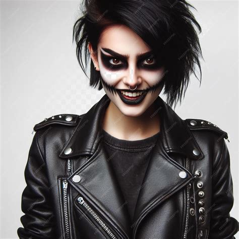 Premium Psd Trendy Colorful Punk Rock Girl With Creepy Face Portrait