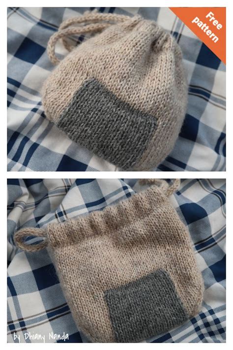 Onigiri Drawstring Pouch Free Knitting Pattern Free Knitting