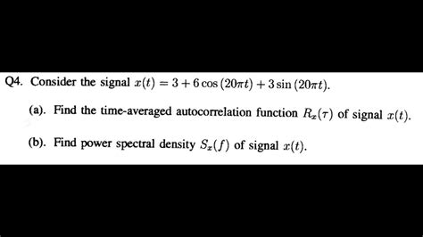 Autocorrelation Function Of Signal Exercise Youtube