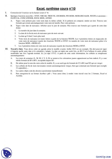 Notes Sur Les Principes Fondamentaux De Excell Docsity