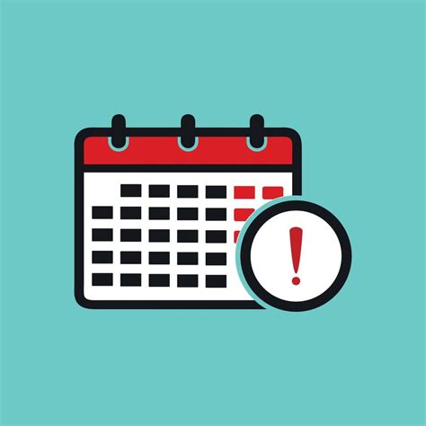 Calendar Icon Red Top Black Grid Exclamation Mark Deadline Reminder Time Management Symbol