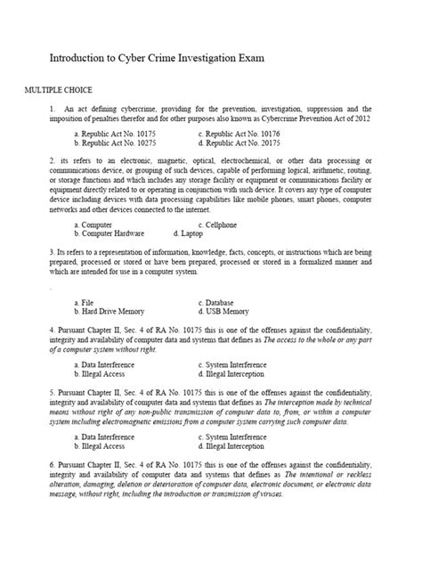 Introduction To Cyber Crime Investigation Exam Reviewer Pdf