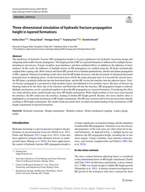 Three Dimensional Simulation Of Hydraulic Fracture Propagation Height In Layered Formations