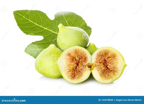 Fresh Figs With Its Leaves Isolated On A White Background Stock Image