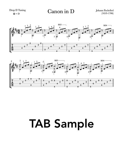 Pachelbels Canon In D For Guitar Free Pdf Sheet Music Or Tab This