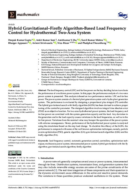 pdf hybrid gravitational firefly algorithm based load frequency