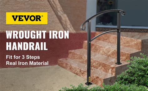 VEVOR Iron Handrail Stair Railing Or Steps Adjustable Matte Black Handrail VEVOR AU