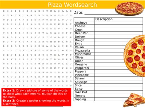 Pizza Wordsearch Sheet Food Technology Starter Activity Keywords Ks3 Gcse Cover Teaching Resources