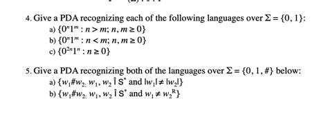 Solved 4 Give A Pda Recognizing Each Of The Following