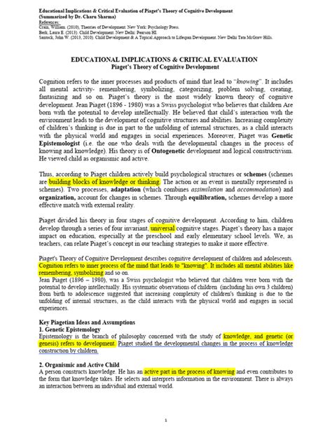 Piaget Pdf Thought Cognitive Development