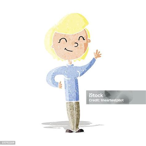 말풍선이 있는 손 흔드는 여자 귀여운에 대한 스톡 벡터 아트 및 기타 이미지 귀여운 그리기 기이함 Istock