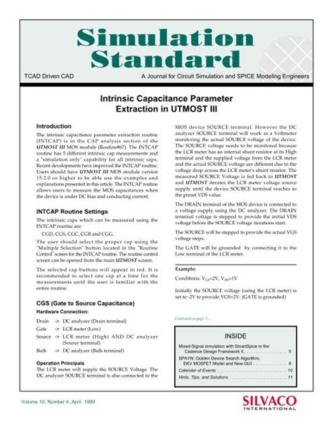 Intrinsic Capacitance Parameter Extraction In Utmost Iii Silvaco